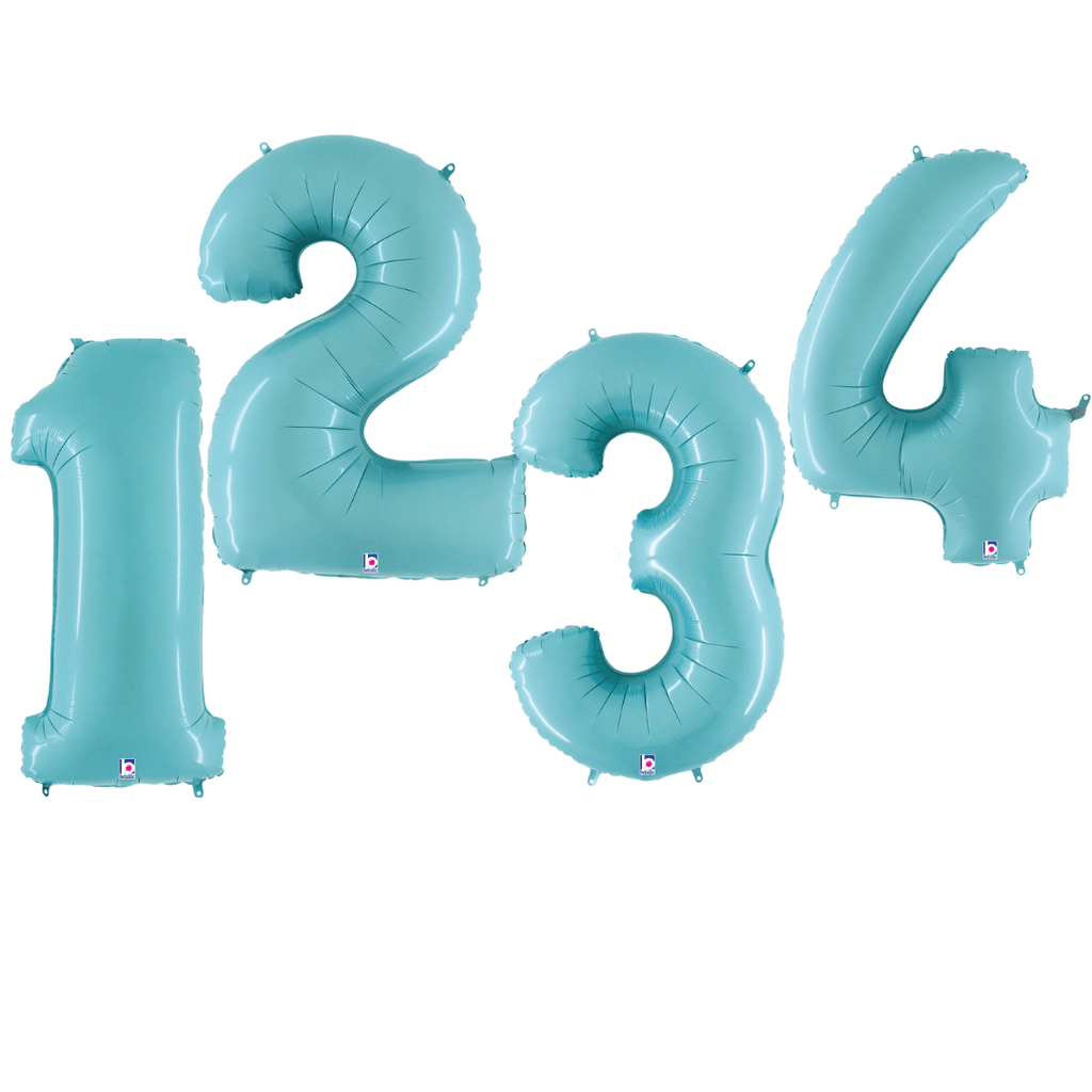 40 Inch Pastel Blue Number Foil Balloons 0–9